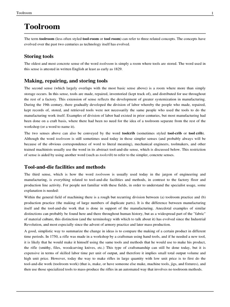 Toolroom: Storing Tools | PDF | Production And Manufacturing | Business ...