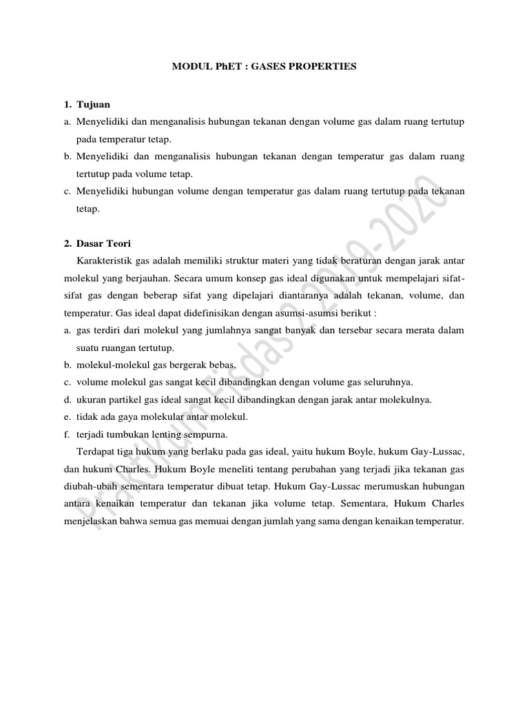 Modul Phet Gas Properties | PDF