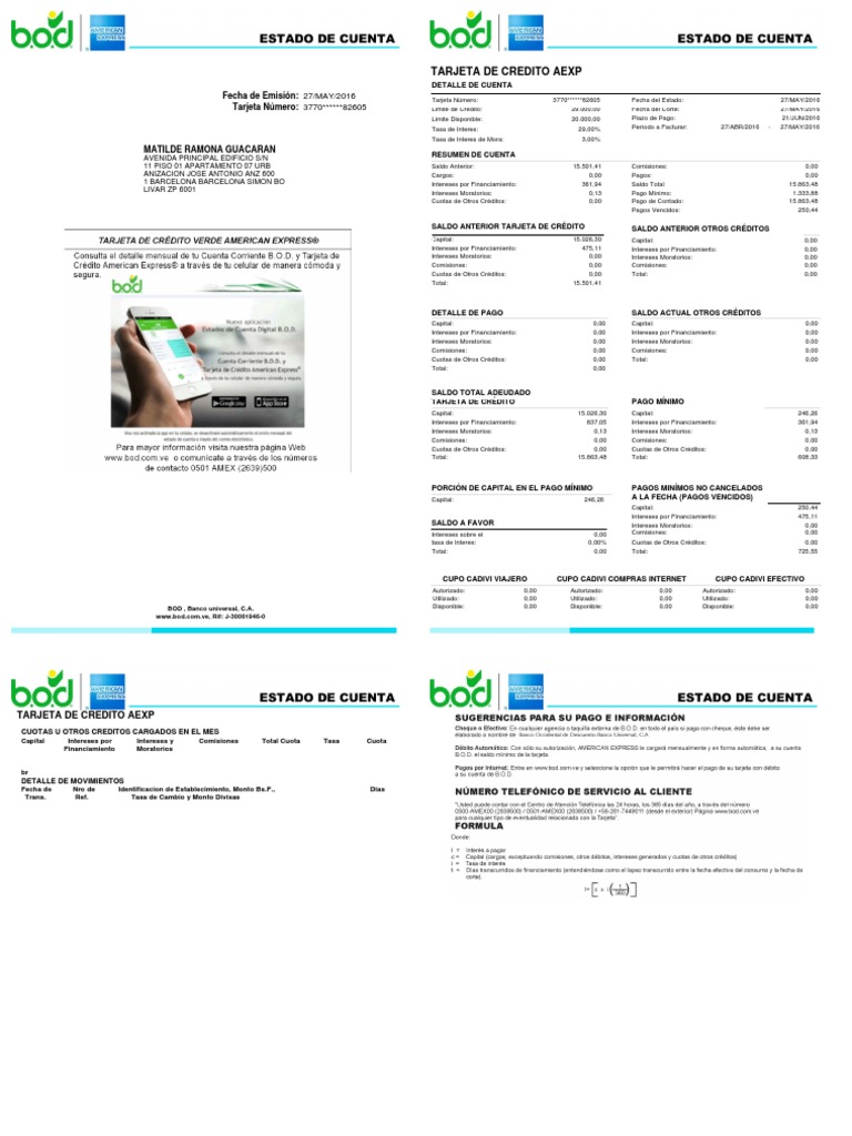 Estado de Cuenta Amex Prueba PDF | PDF | Crédito | Finanzas y ...