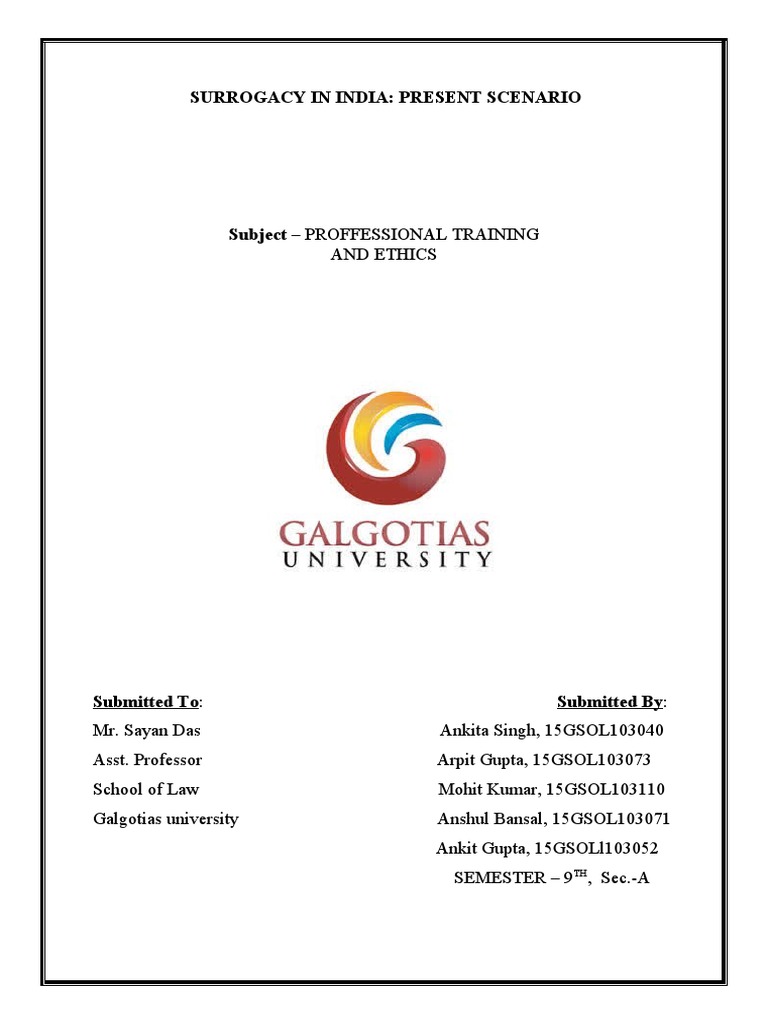 Surrogacy In India Pdf Surrogacy Infertility