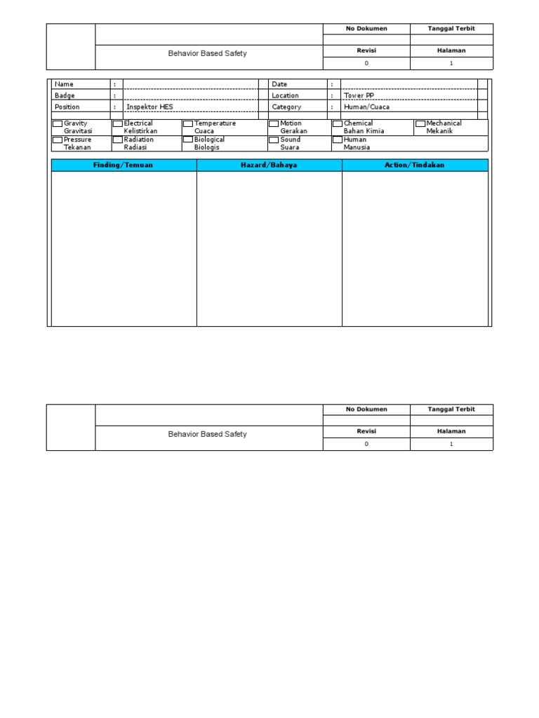 Form Behavior Based Safety | PDF