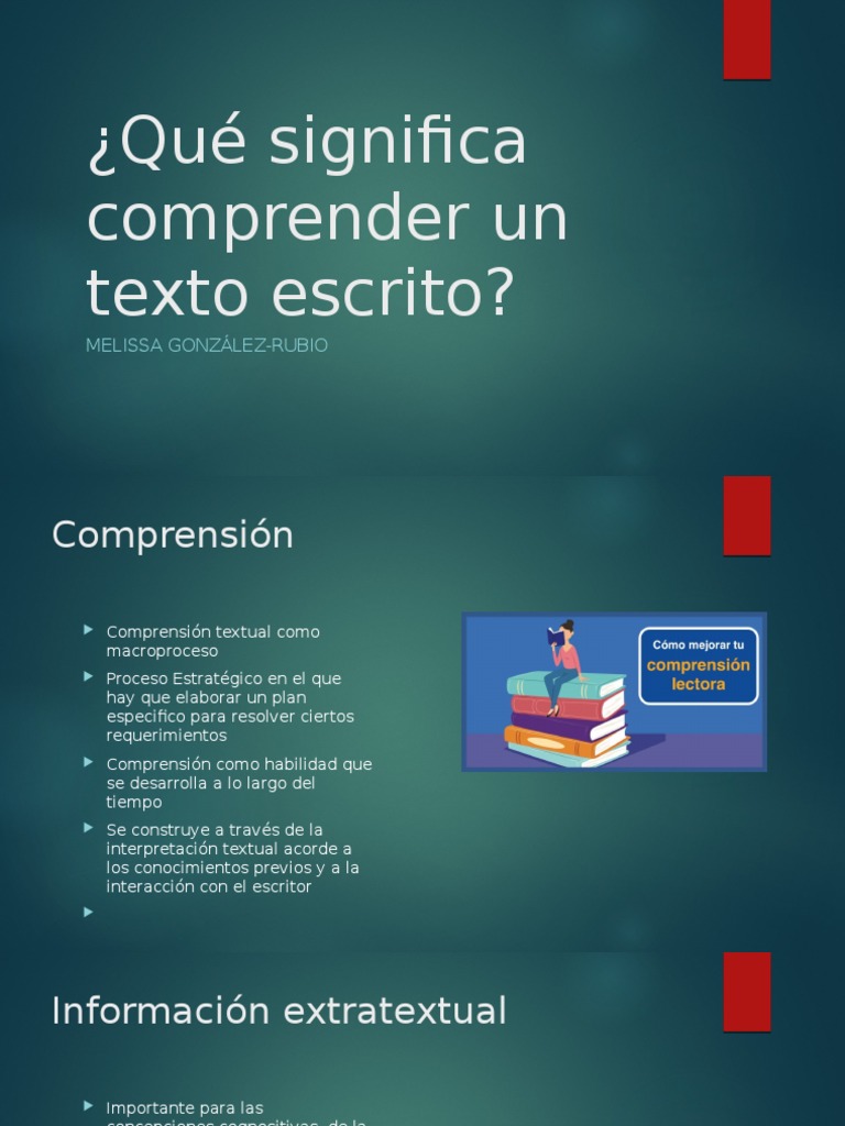 Qué Significa Comprender Un Texto Escrito | PDF