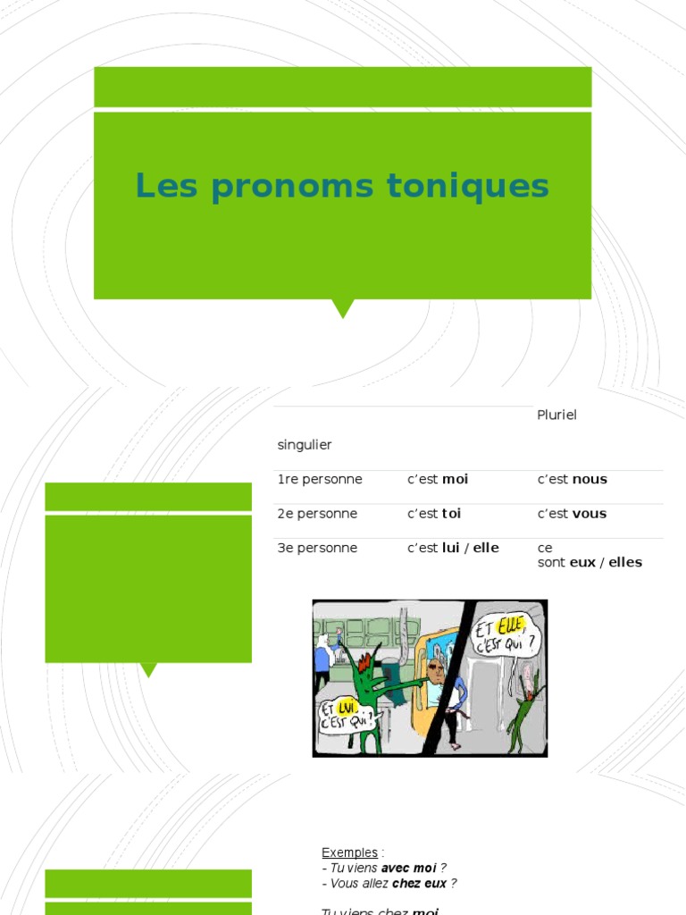 Utilisation des pronoms toniques | PDF | Pronom | Conjugaison