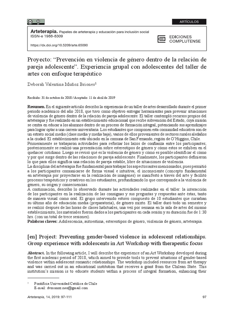 Proyecto: "Prevención en Violencia de Género Dentro de La Relación de ...
