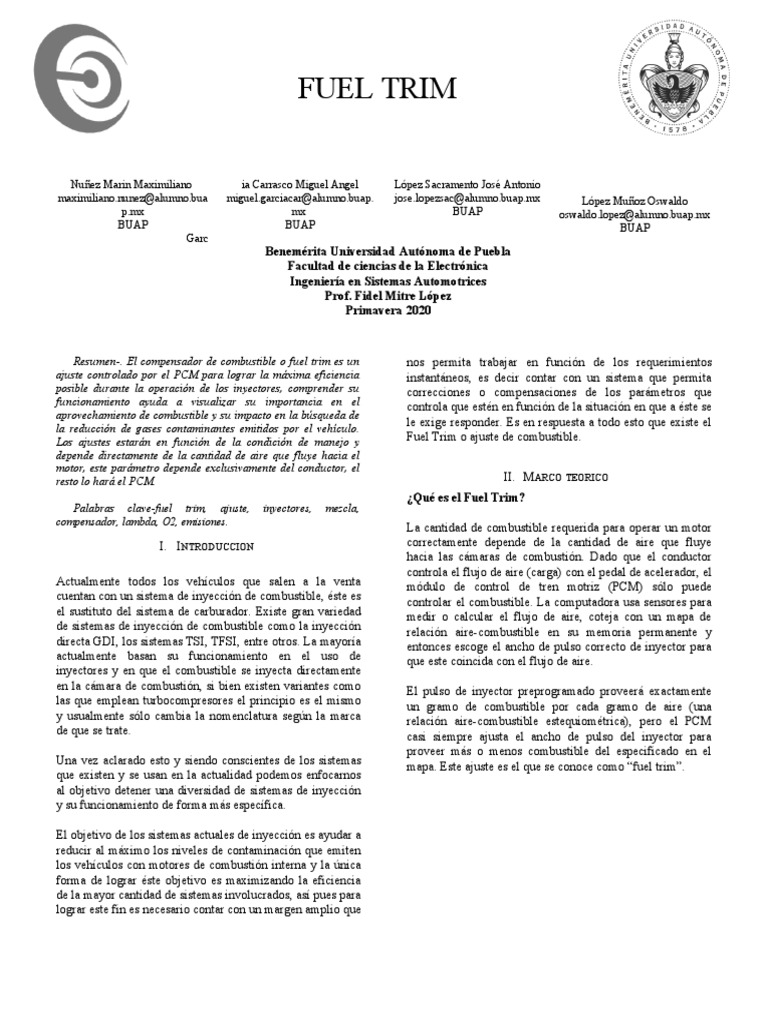 Ajuste de Combustible: Fuel Trim Explicado | PDF | Acelerador | Energía ...