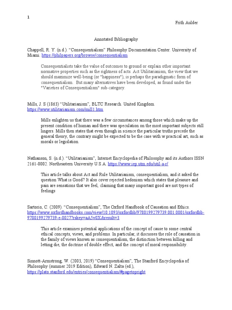 Annotated Bibliography 3 | PDF | Utilitarianism | Stereotypes