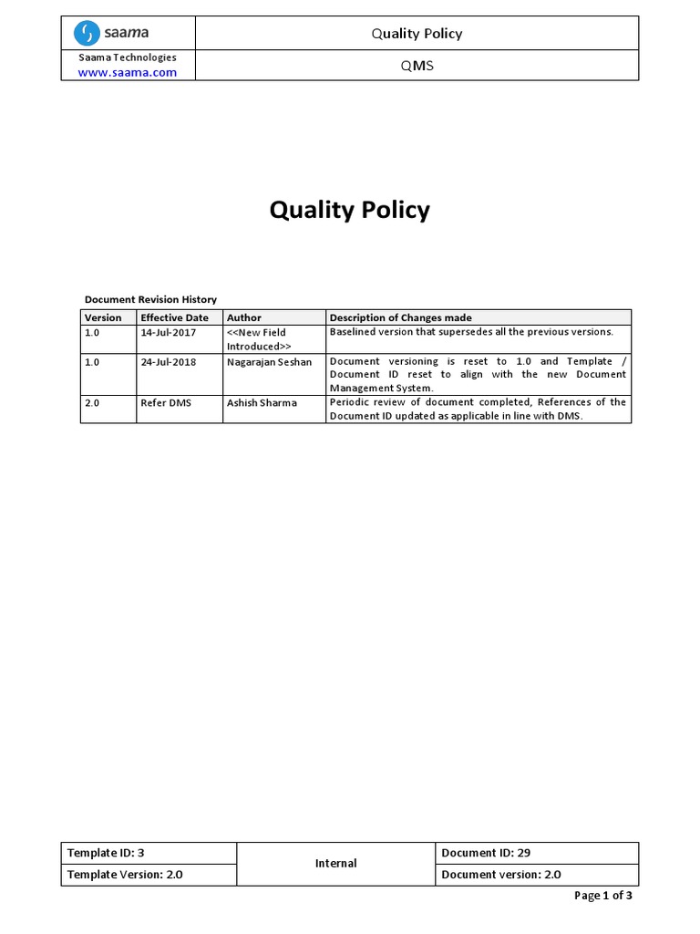 Quality Policy PDF | PDF | Quality Management System | Quality Management