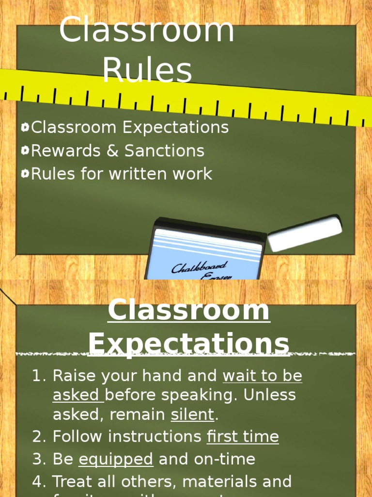 Classroom Rules: Classroom Expectations Rewards & Sanctions Rules For ...