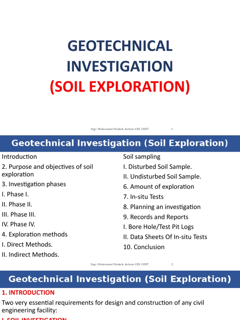 Geotechnical Investigation Phases and Methods | PDF | Geotechnical ...