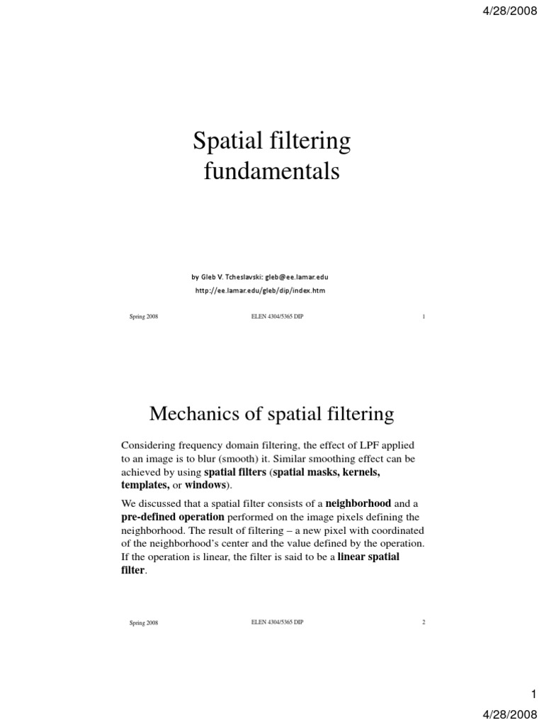03-3 - Spatial Filtering Fundamentals | PDF | Algorithms ...