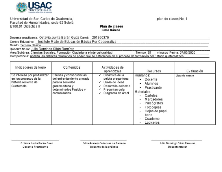 Plan de Clases | PDF | Maestros | Enseñando