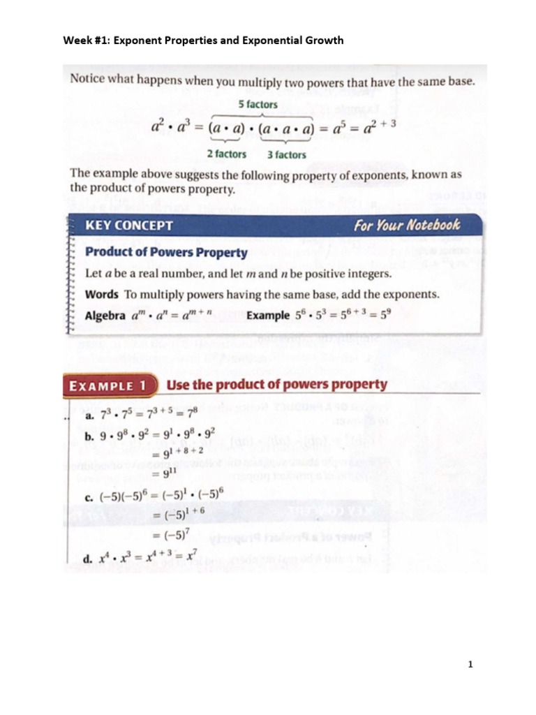 Week #1: Exponent Properties and Exponential Growth | PDF | Computers