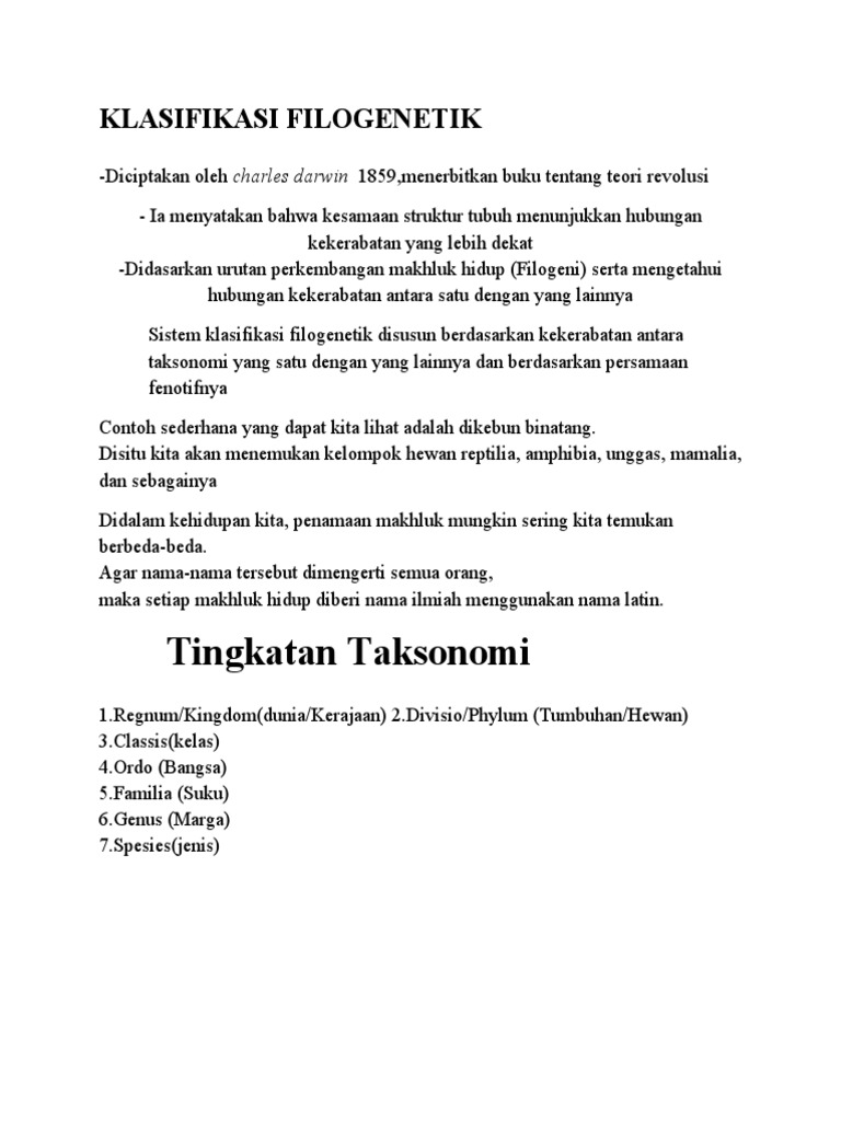 Klasifikasi Filogenetik | PDF