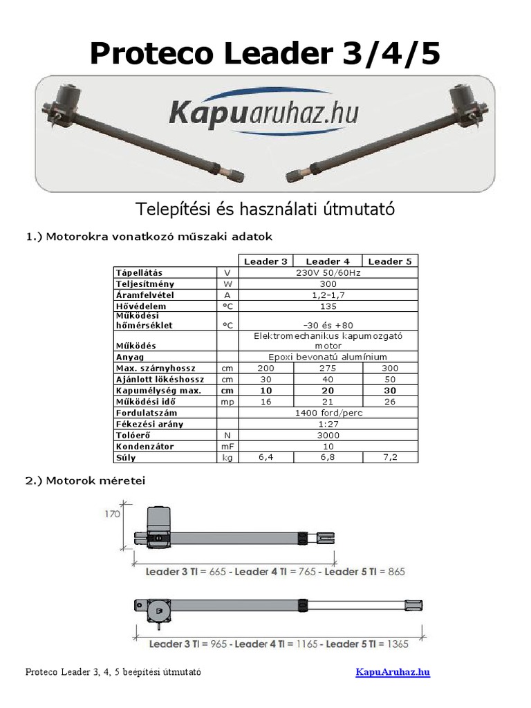 PROTECO LEADER Motorok | PDF