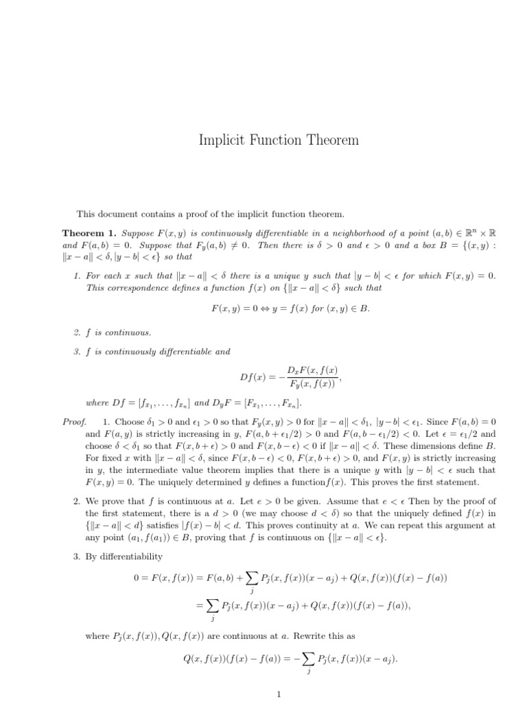 Implicit Function Theorem | Download Free PDF | Algebra | Abstract Algebra