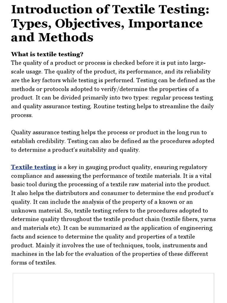 Introduction of Textile Testing Types, Objectives, Importance and ...