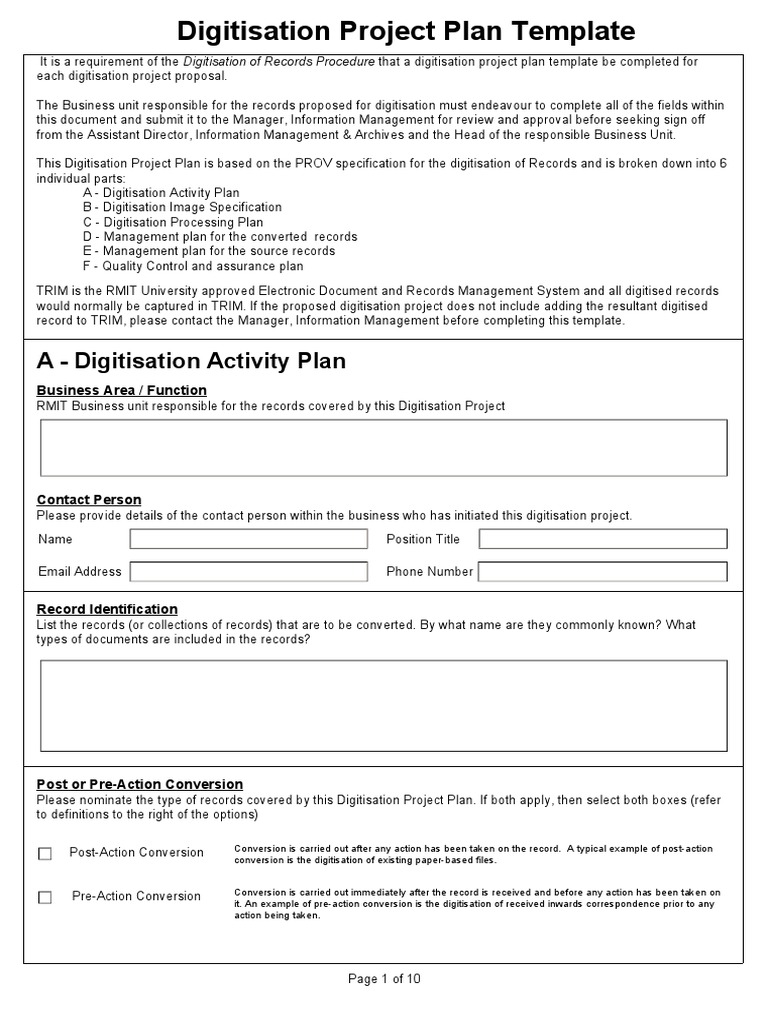 Digitisation Project Plan Template | PDF | Image Scanner | Intellectual ...