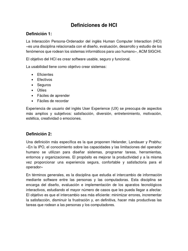 Definiciones de HCI | PDF | Informática
