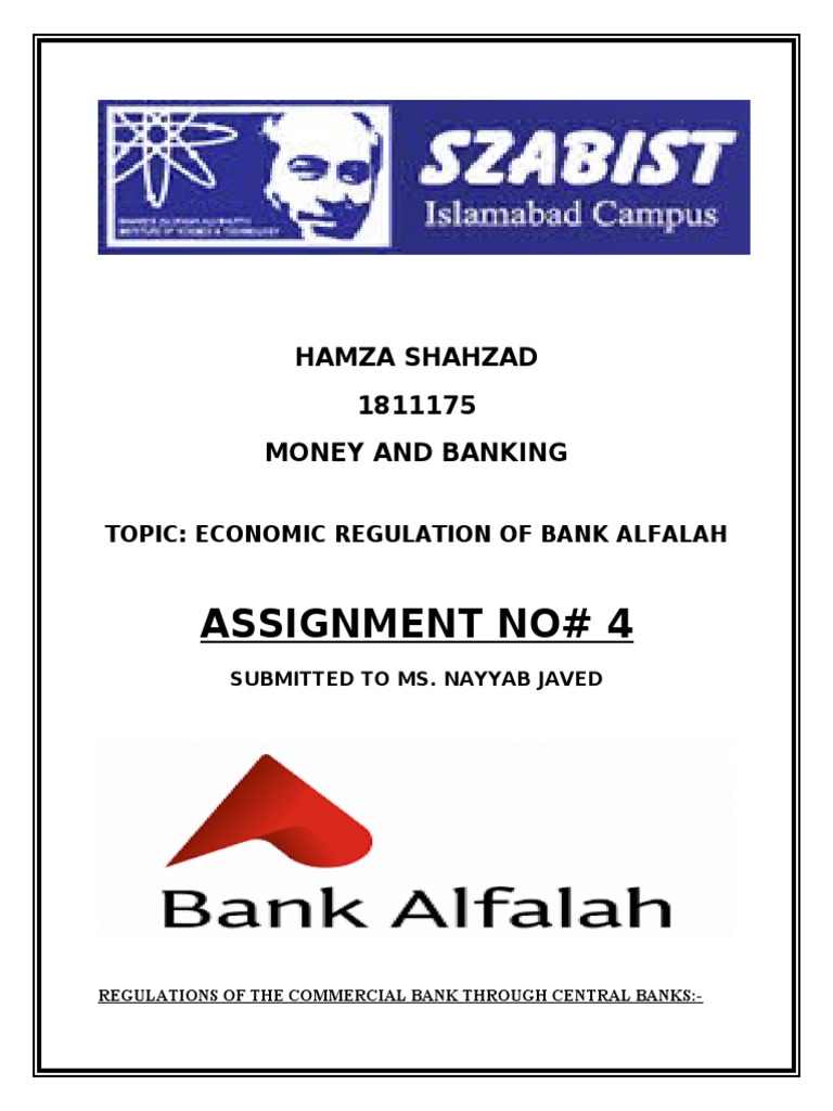 Assignment No# 4: Hamza Shahzad 1811175 Money and Banking | PDF | Banks | Loans