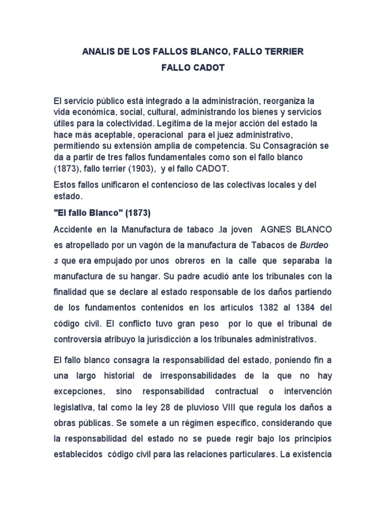 Fallo Blanco, Fallo Cadot | PDF | Jurisdicción | Competencia (ley)