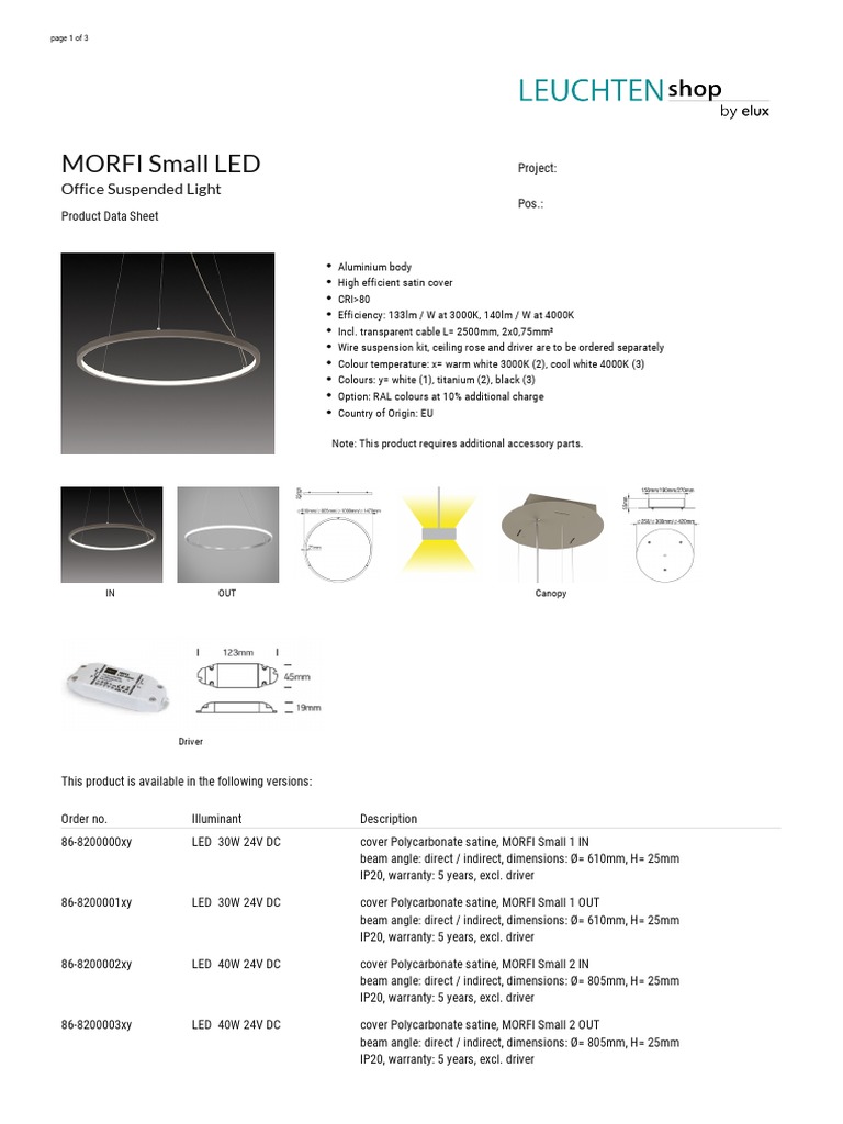 Morfi Small Led: Office Suspended Light | PDF | Manufactured Goods | Nature
