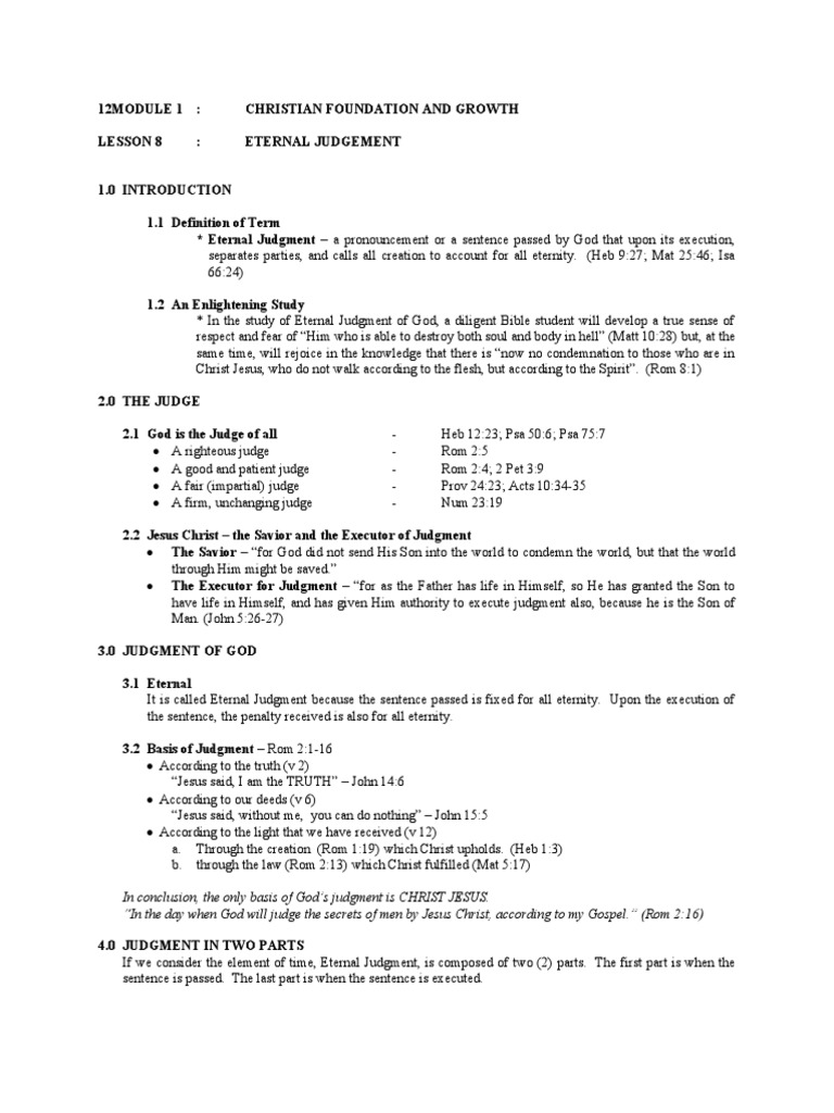God's Eternal Judgment: A Study of its Basis, Timing, and Outcomes ...