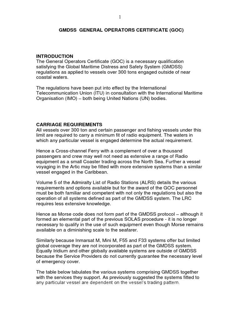 GMDSS General Operators Certificate Course Notes PDF | PDF ...