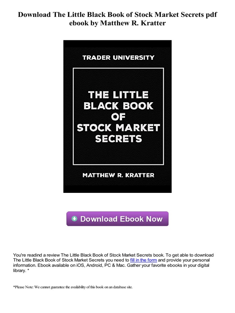 The Little Black Book of Stock Market Secrets PDF Ebook by Matthew R ...