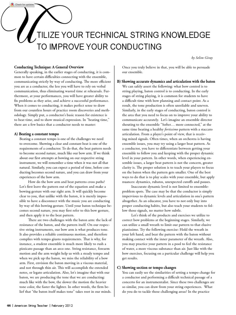 String Technique For Conductor | PDF | Conducting | Orchestras