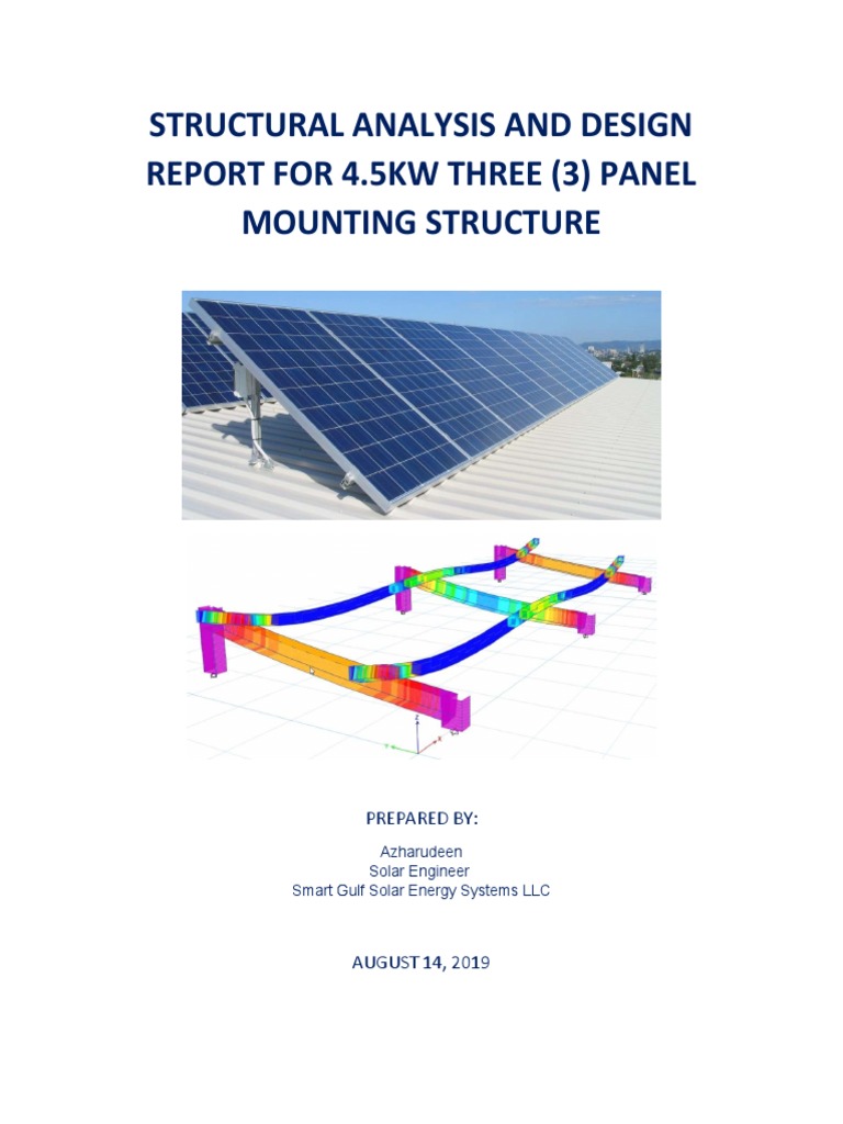 Structural Analysis and Design Report For 4.5KW 3 Panel Mounting Structure-1 | PDF | Beam ...