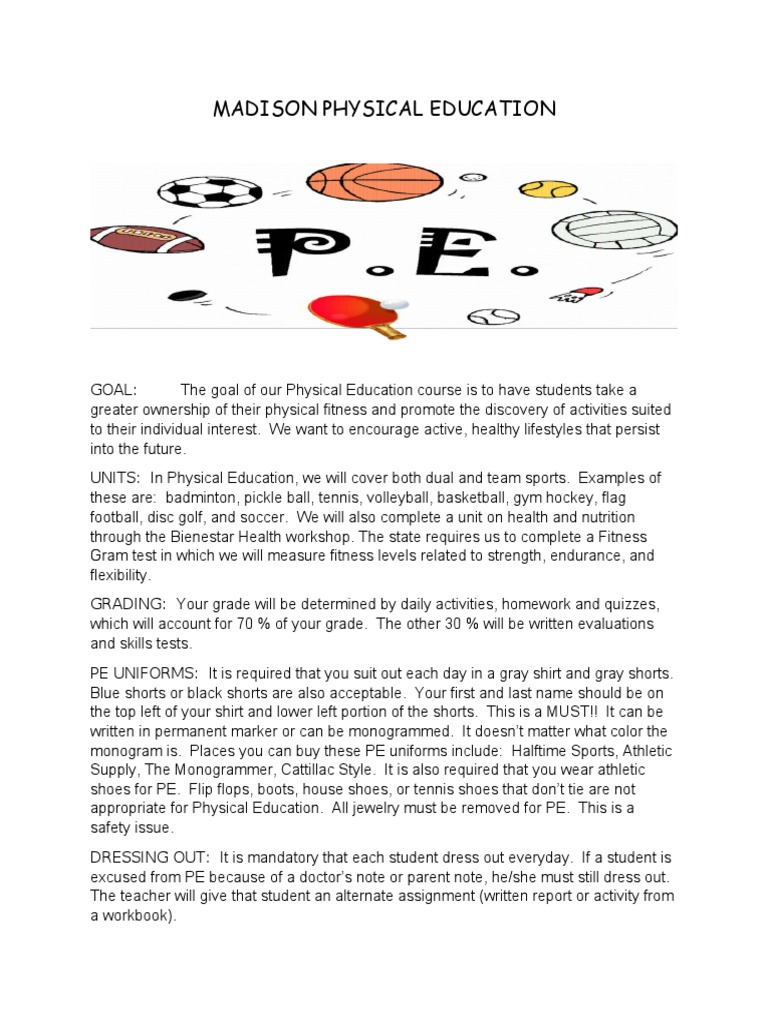 6th Grade PE Info | PDF | Physical Education | Sports