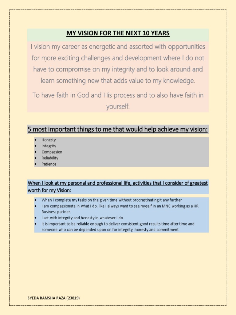 My Vision For The Next 10 Years | PDF
