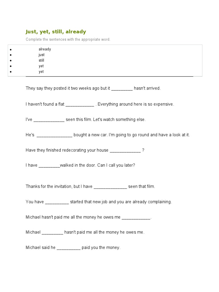 Already-Just-Still-Yet Test | PDF