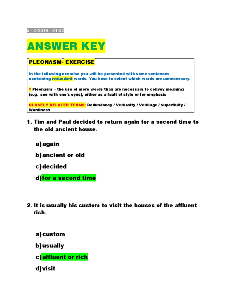 Identifying Pleonasm in Sentences | PDF | Adjective | Onomastics