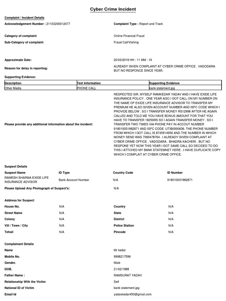 Cyber Crime Incident | PDF | Cybercrime | Insurance