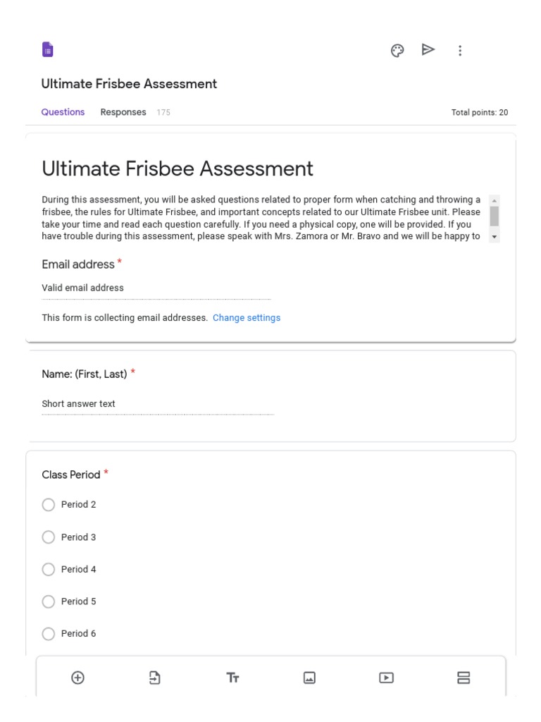 Ultimate Frisbee Assessment - Google Forms | PDF | Team Sports | Leisure