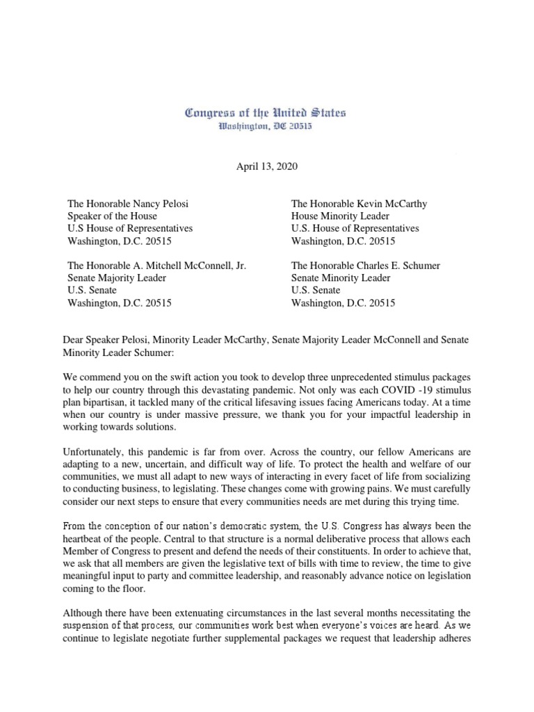 Congressional Leaders Commended for COVID-19 Response | PDF | Chuck ...