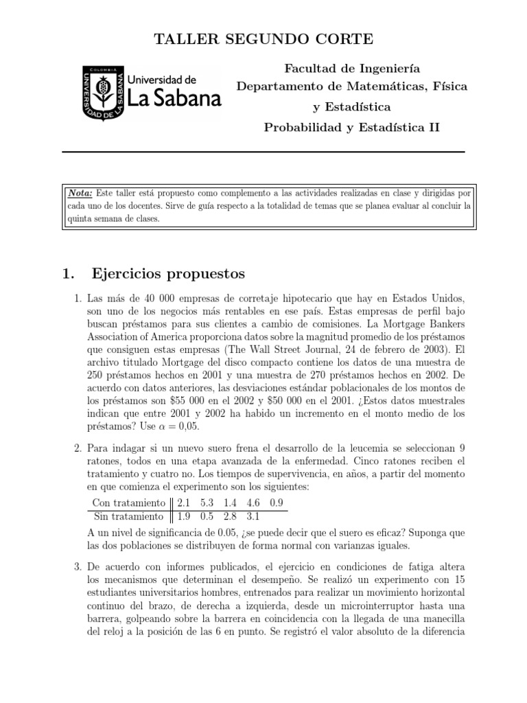 Taller Preparcial 2 | PDF | Desviación Estándar | Enseñanza de matemática