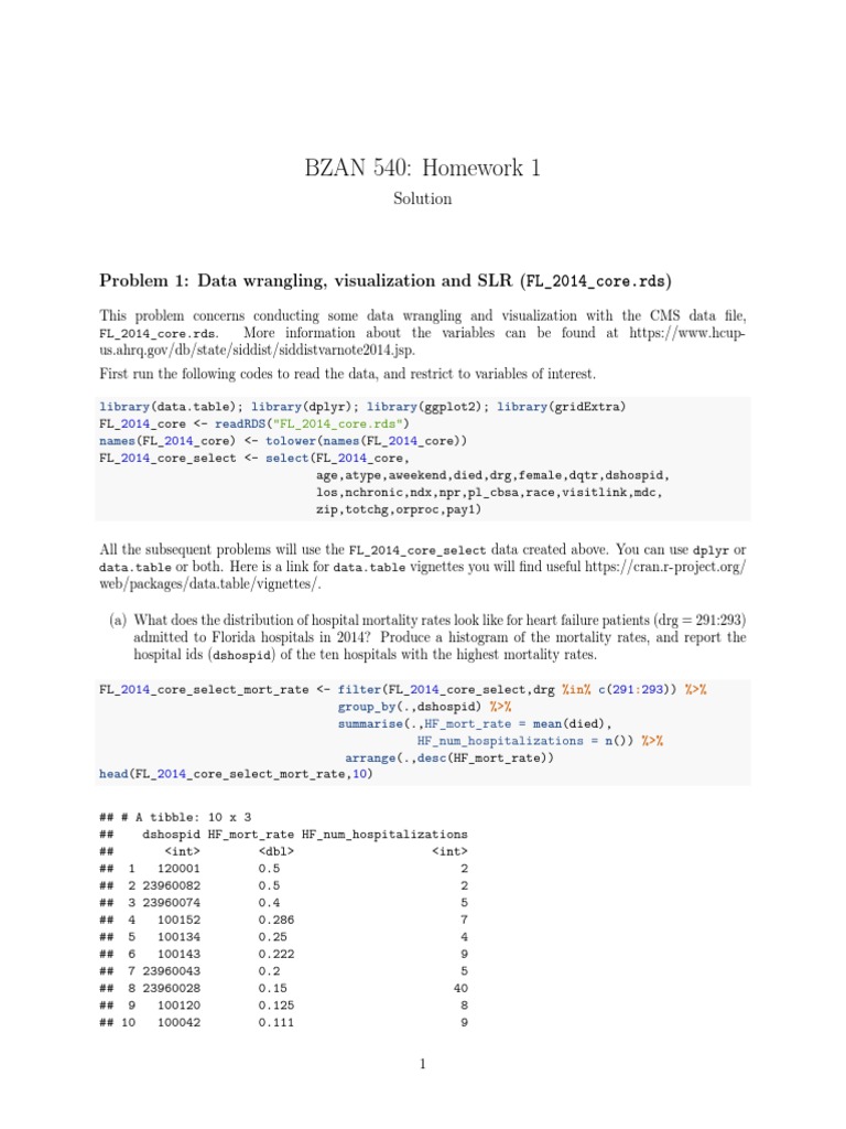 Homework 1 2020 Solution | PDF | Coefficient Of Determination | Statistical Inference