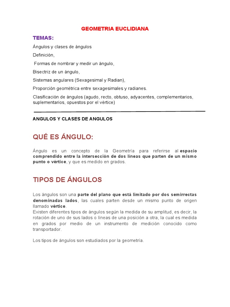Geometria Euclidiana - Temas | PDF | Triángulo | Circulo