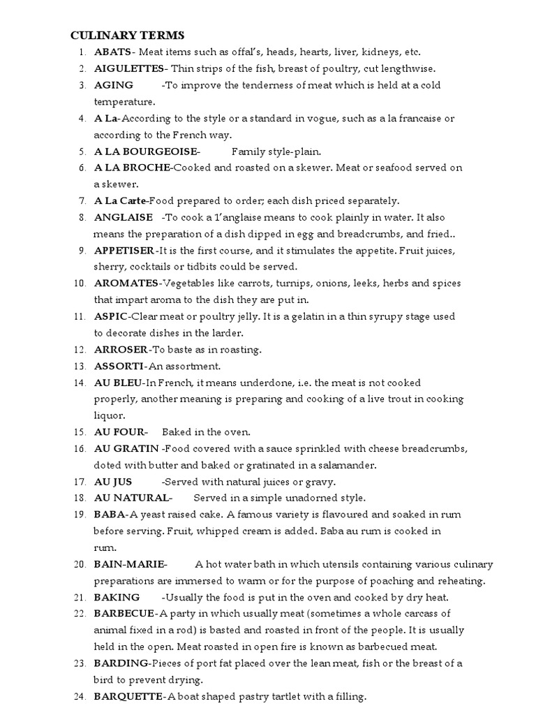 Notes 3 Culinary Terms | Download Free PDF | Soup | Hors D'oeuvre