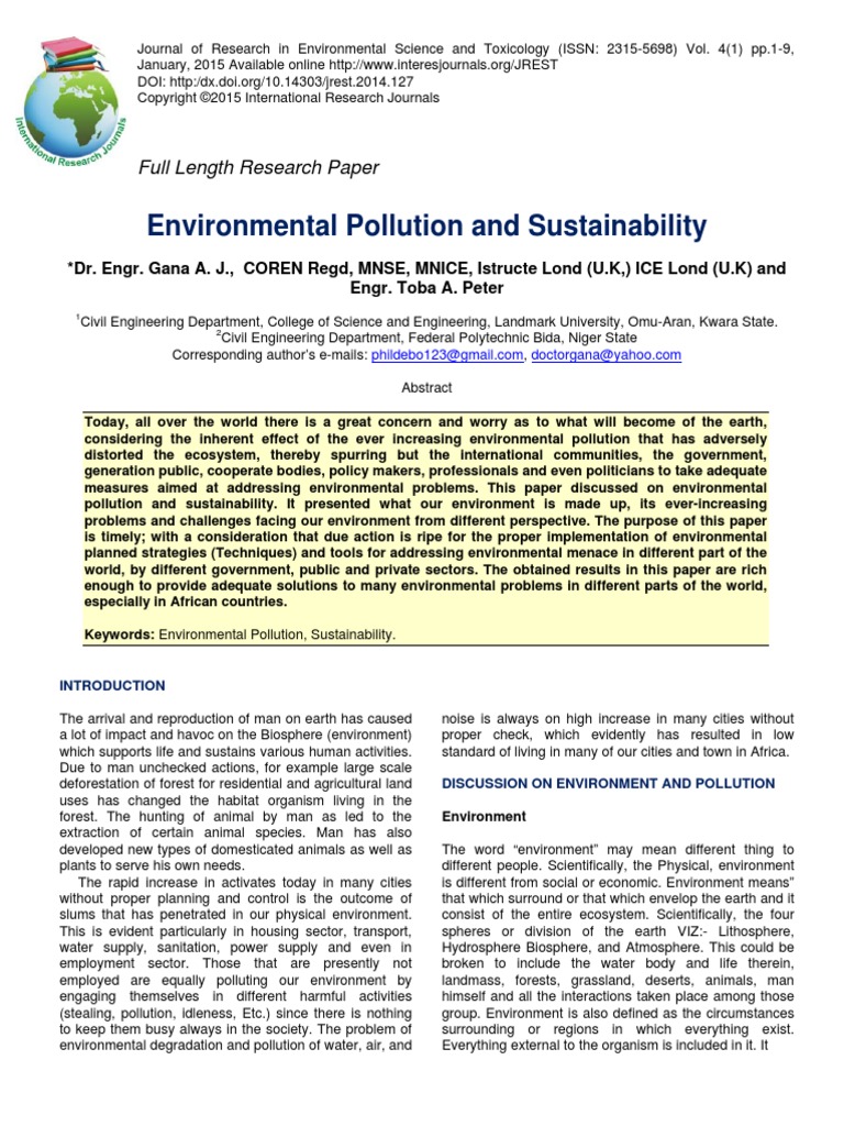 Environmental Pollution and Sustainabili PDF | PDF | Sustainability ...