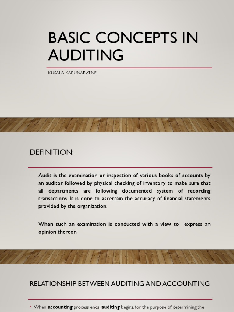 BASIC CONCEPTS IN AUDITING | PDF | Financial Audit | Internal Audit
