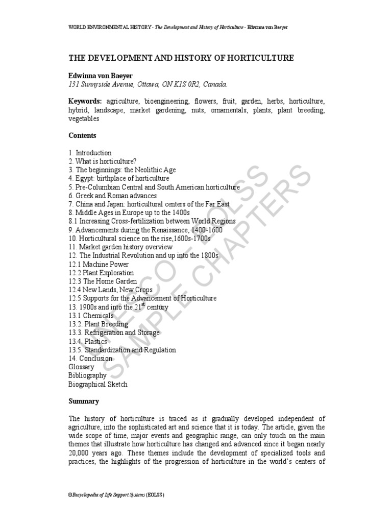 History of Horticulture | Download Free PDF | Horticulture | Agriculture