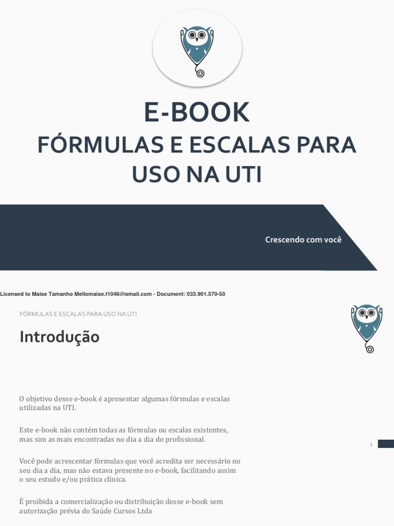 Fórmulas e Escalas Essenciais na UTI | PDF | Medicina Intensiva | Remédio