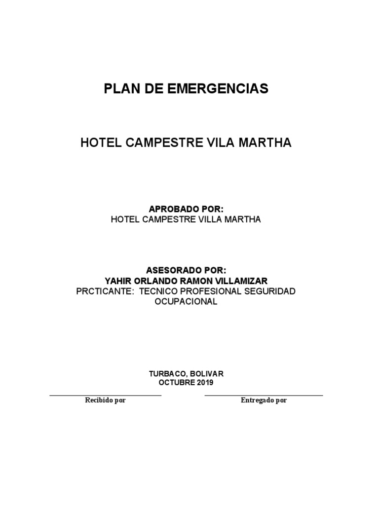 Plan Emergencia | PDF | Hotel | Primeros auxilios