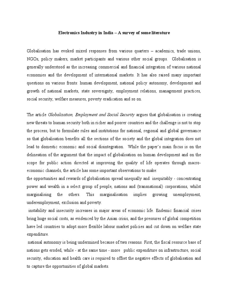 Electronics Industry in India | PDF | Globalization | Economic Growth