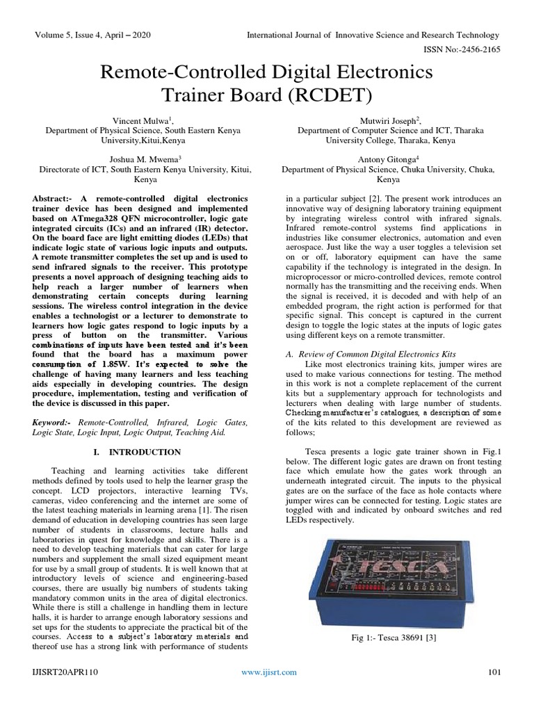 Remote-Controlled Digital Electronics | PDF | Remote Control | Logic Gate