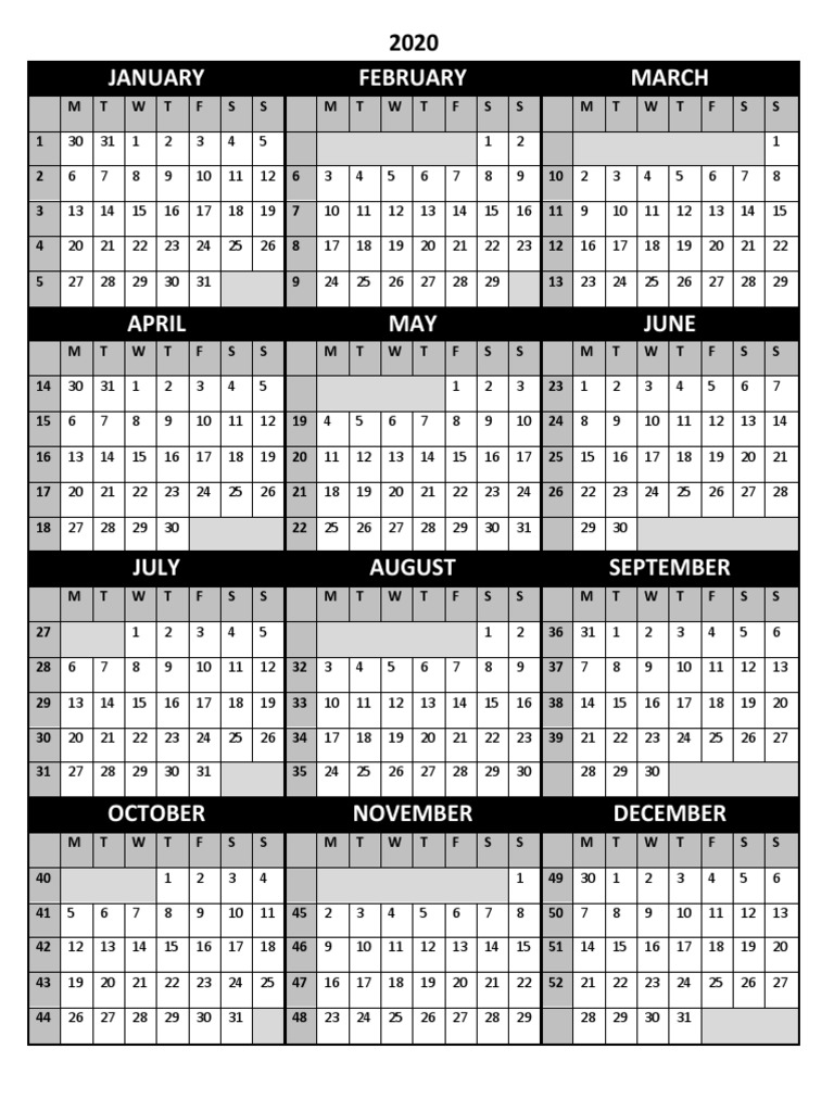 2020 Calendar | PDF