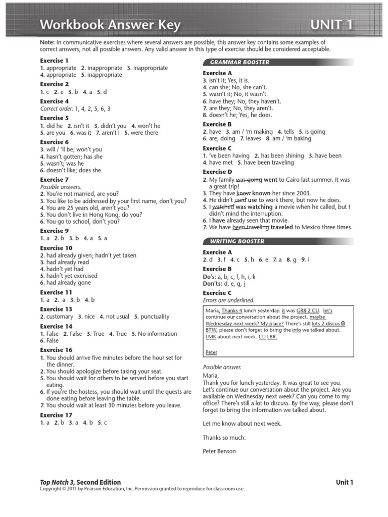Top Notch 3 2ND Edition Workbook Answer Key PDF | PDF | Storms | Books